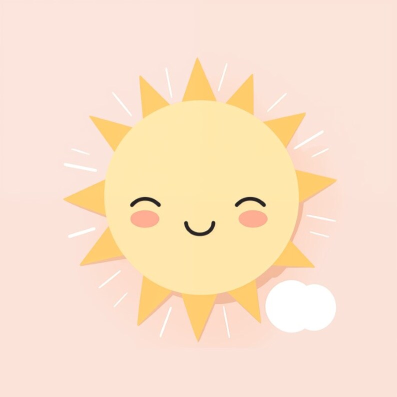 Set of 4 Cute Sun, Moon, Rainbow, Cloud Nursery or Children's Room ...