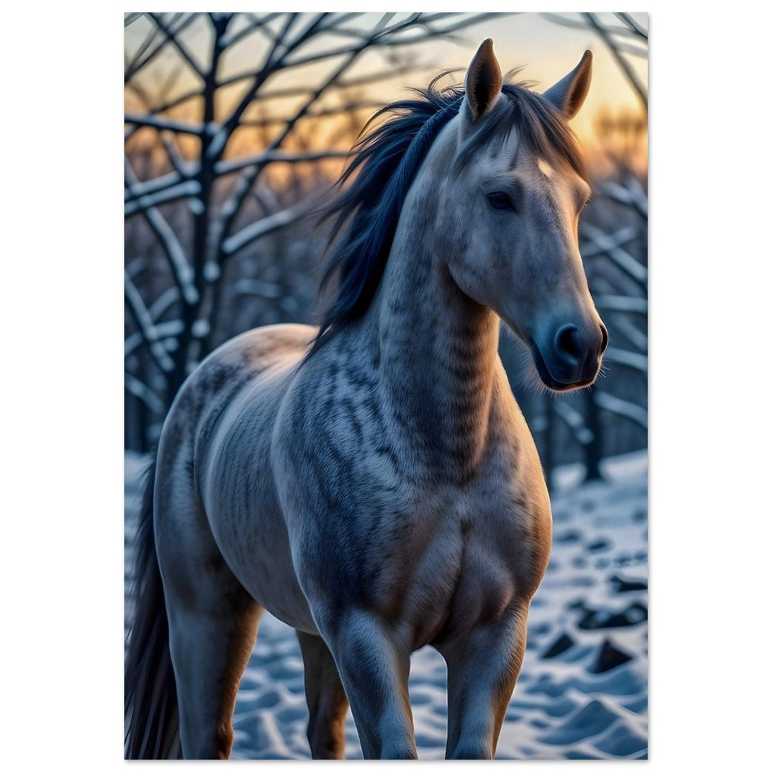 Buckskin Mustang Sunset Snowy Forest Horse Print - Etsy