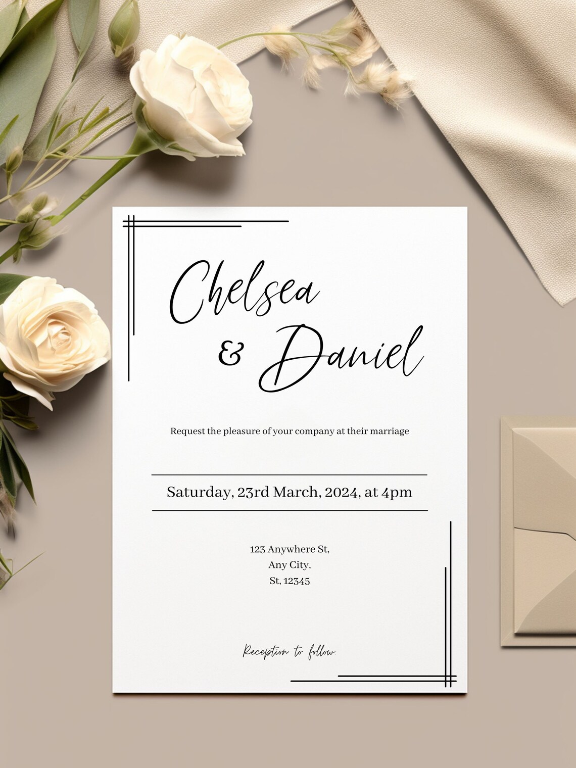 Customizable Wedding Invitation Template Printable Canva Design Instant ...
