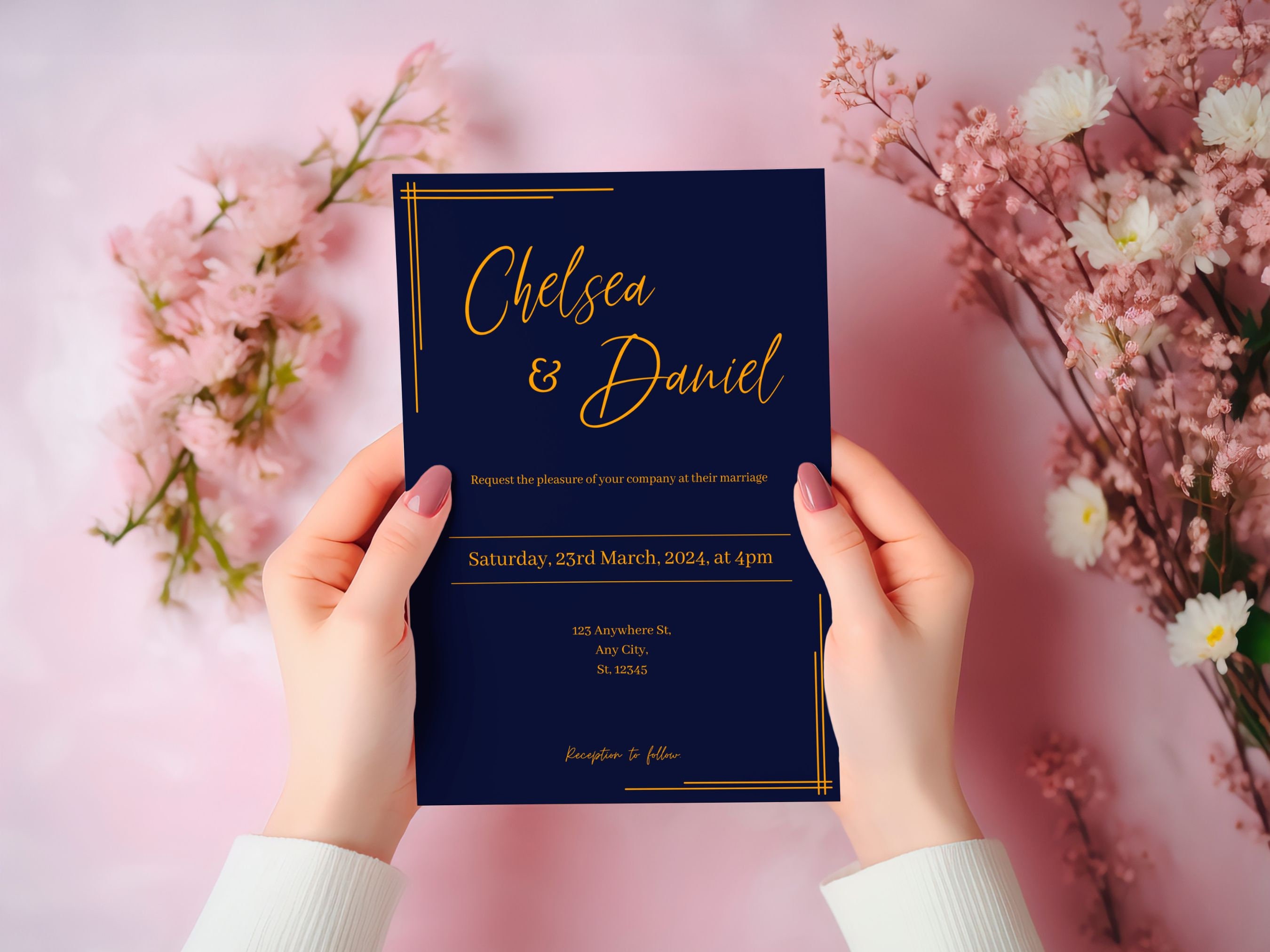 Customizable Wedding Invitation Template Printable Canva Design Instant ...