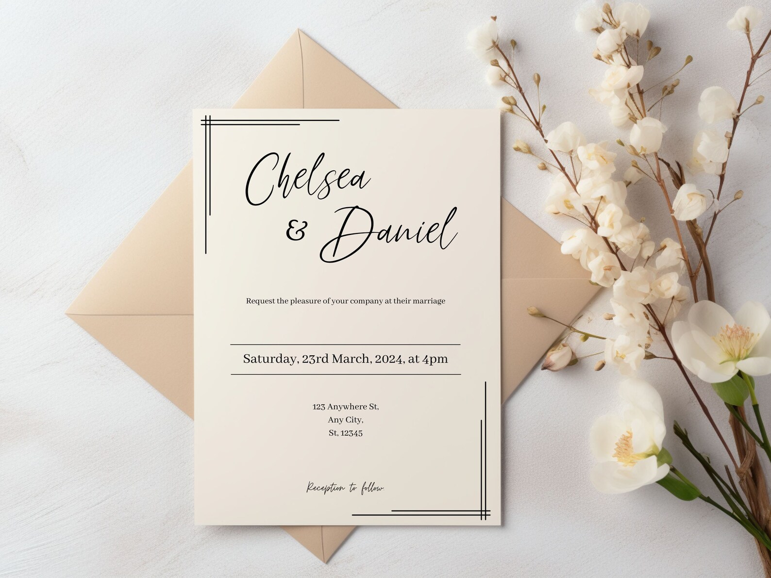 Customizable Wedding Invitation Template Printable Canva Design Instant ...