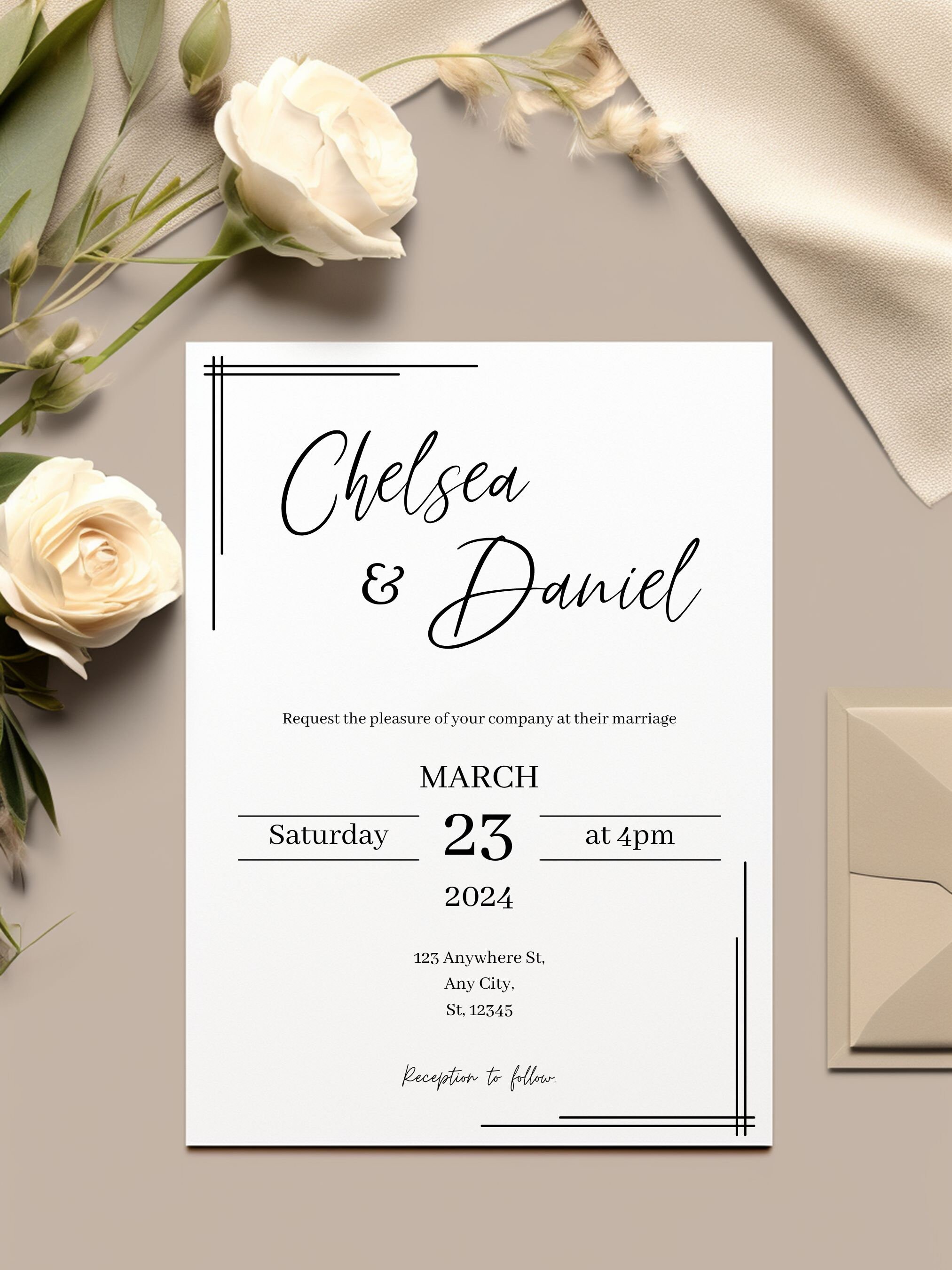 Modern Wedding Invitation Template Printable Design for Your Special ...