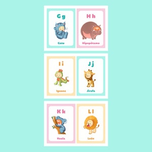 Printable Animal Alphabet Flash Cards in SPANISH, Preschool Learning ...