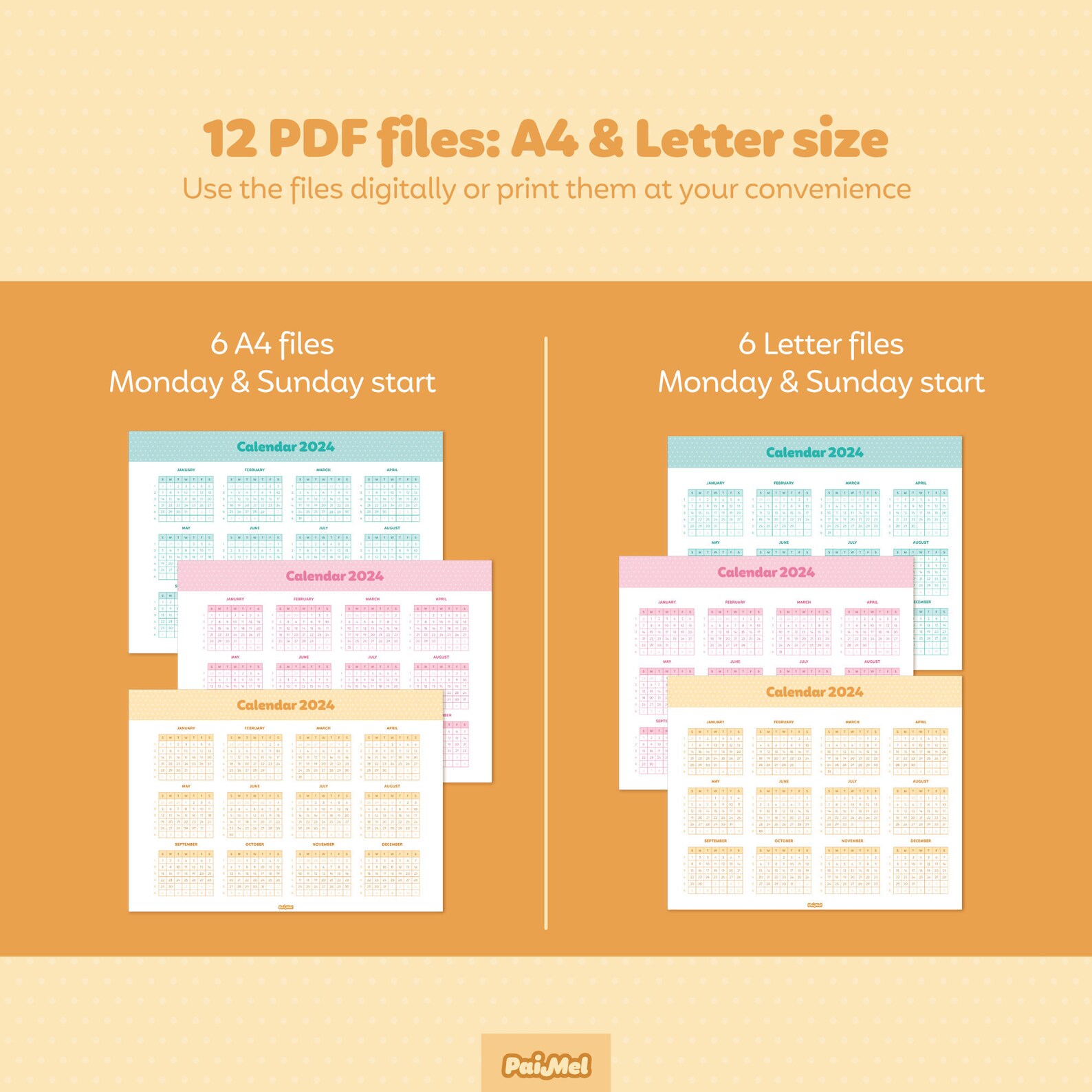 Pastel Printable Calendars 2024 Digital Calendar Year Calendar at ...