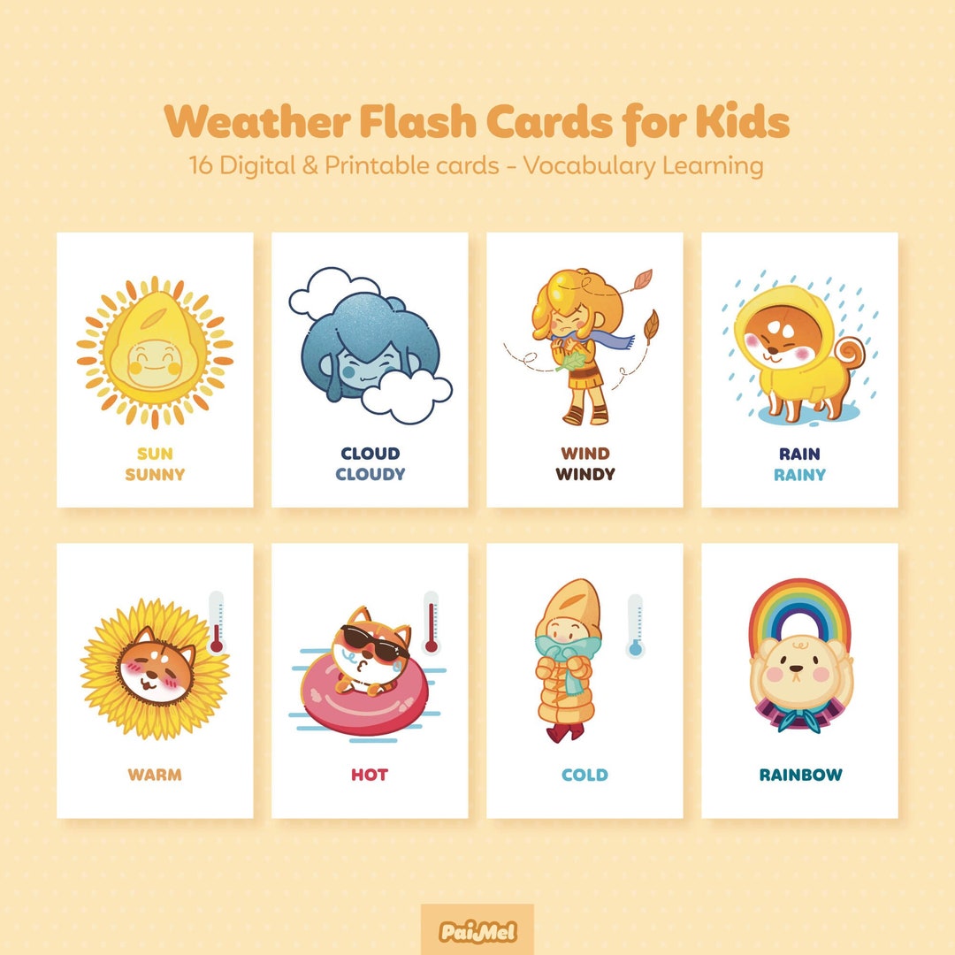 16 Weather Cards Pre-school Cards Educational Printable Cards Instant ...