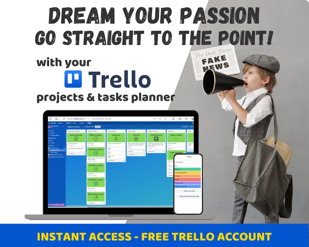 Trello Board for Journalism Students Project Management Template Workflow Template Task Tracker ...