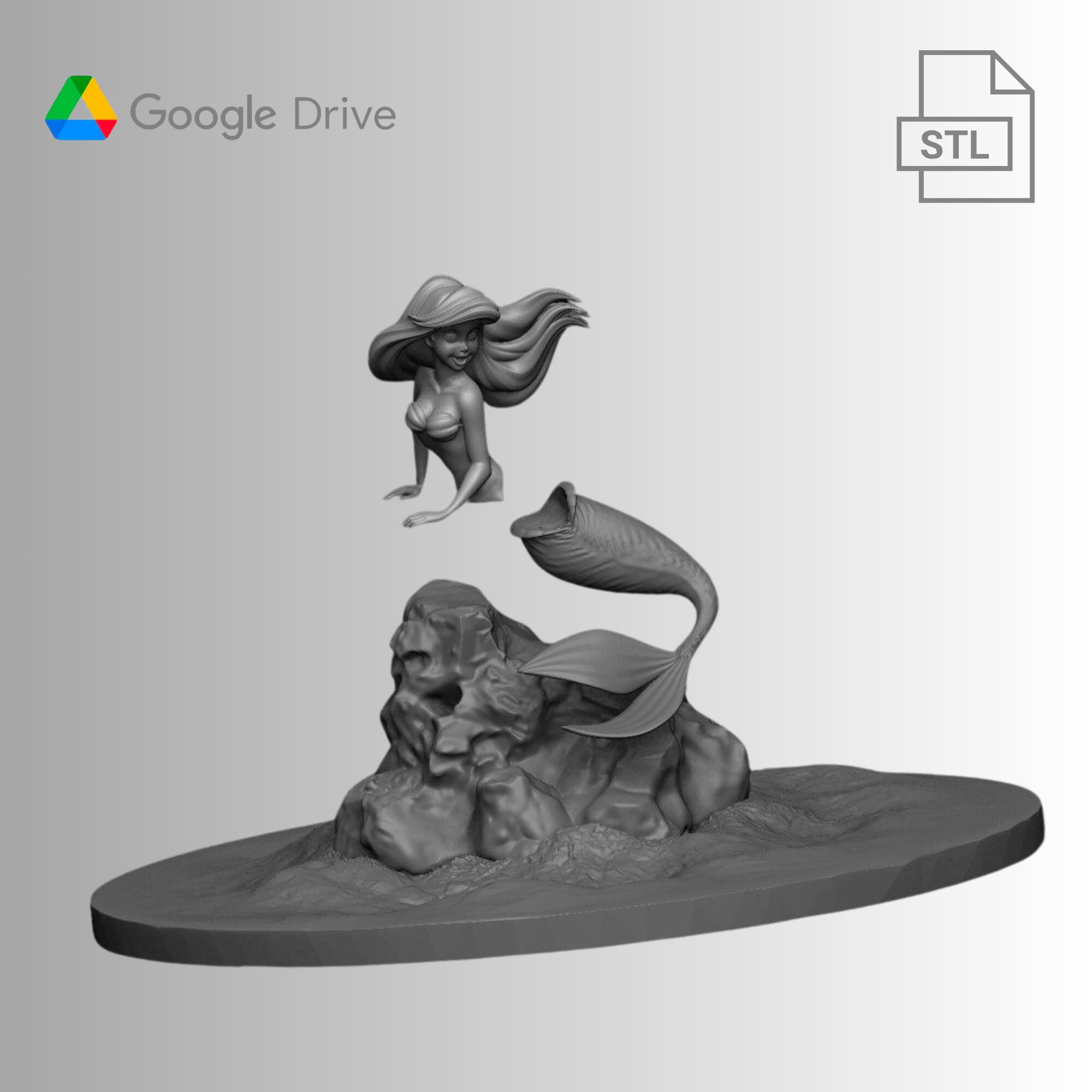 The Little Mermaid 3D Stl File for 3D Printing, High Quality Stl, Stl ...