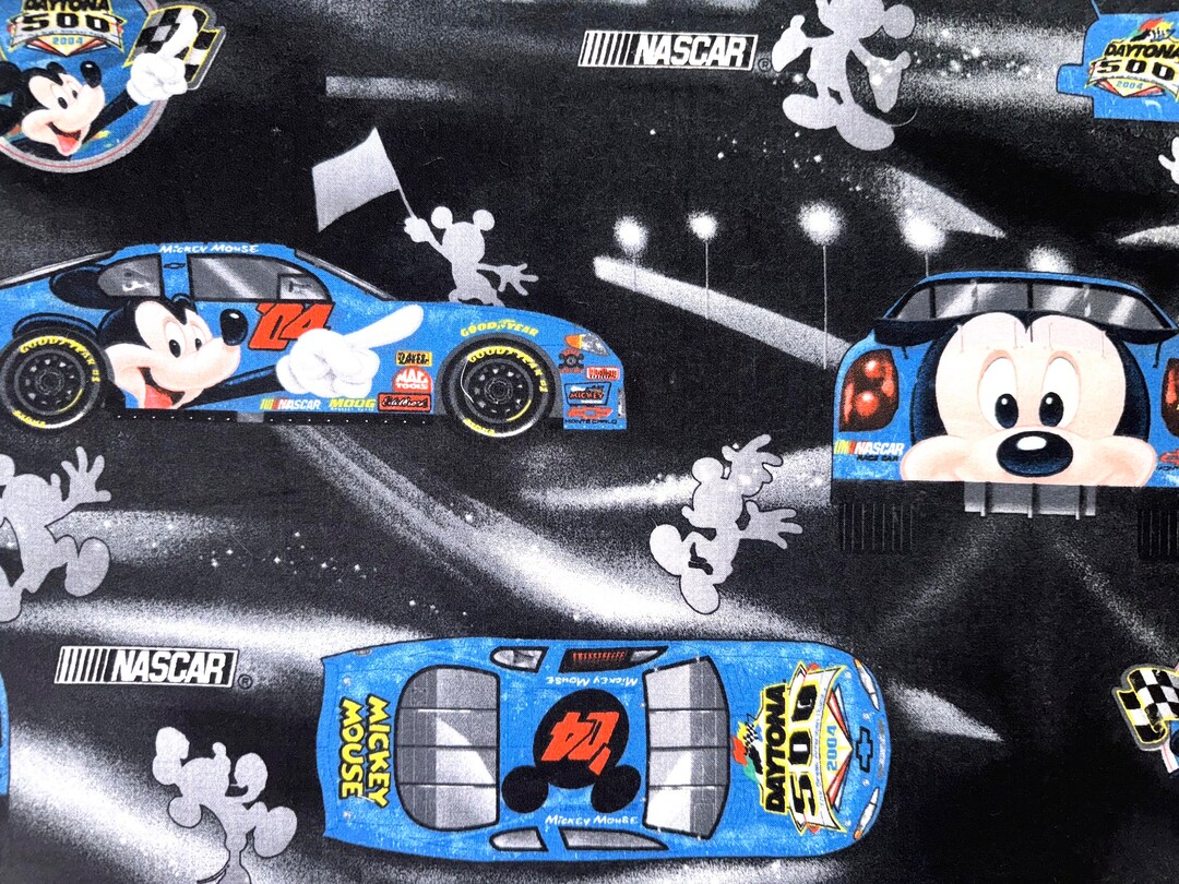 Retro Mickey Mouse NASCAR Daytona 500 Licensed Fabric 17.5x21 ...