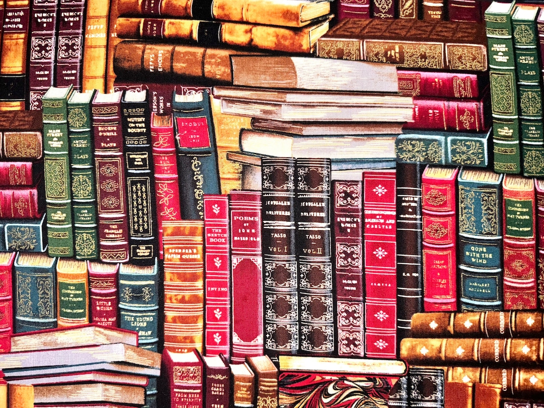 Library Book Fabric With Metallic Gold Accents by Timeless Treasures ...