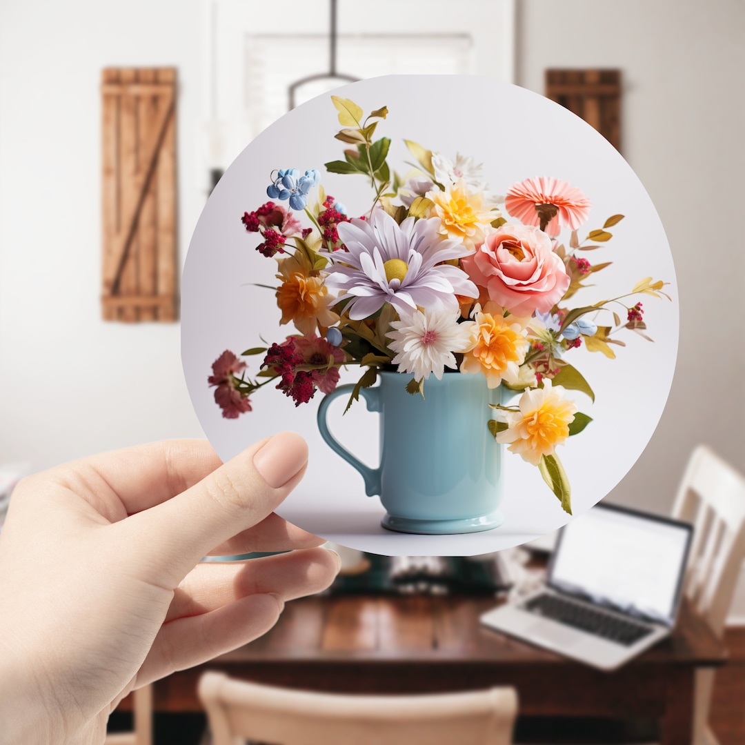Flower Bouquet Sticker Flower Bouquet Decal Blue Blossom Brew Bouquet ...