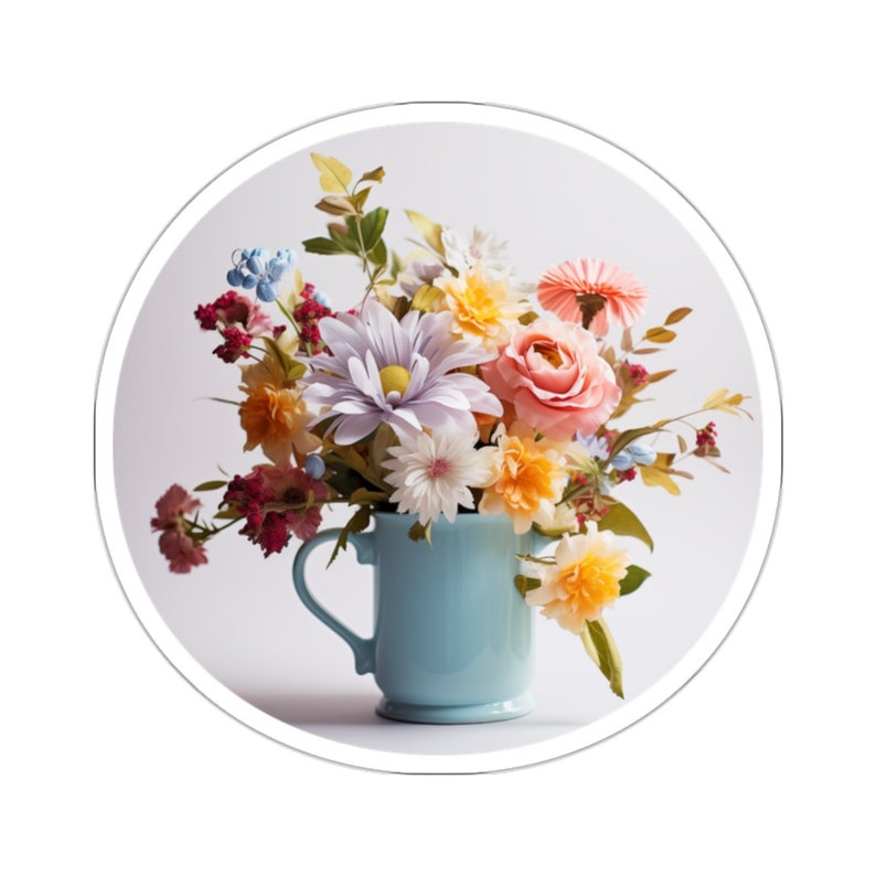 Flower Bouquet Sticker Flower Bouquet Decal Blue Blossom Brew Bouquet ...
