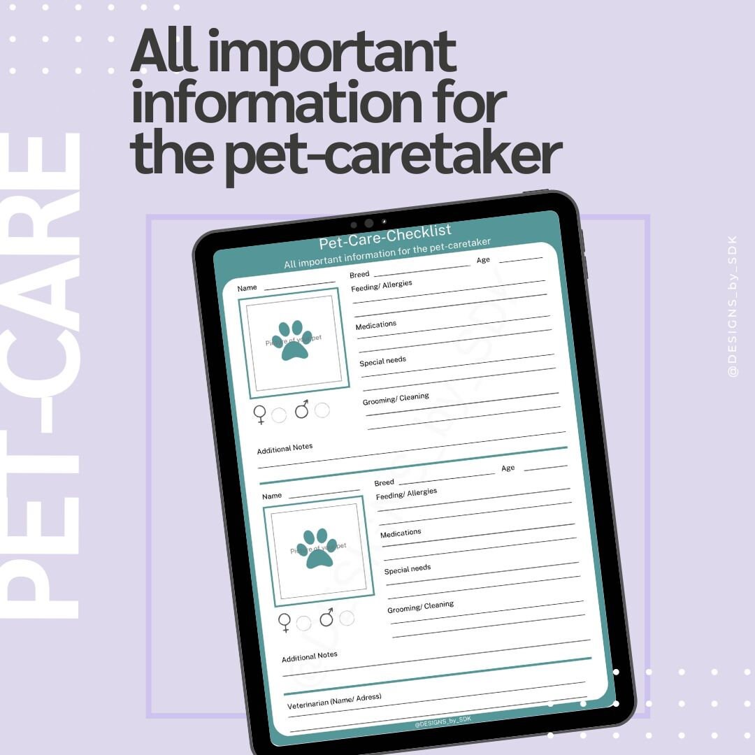 Ultimate Pet Care Checklist/ Pet Care Checklist Digital Printable ...