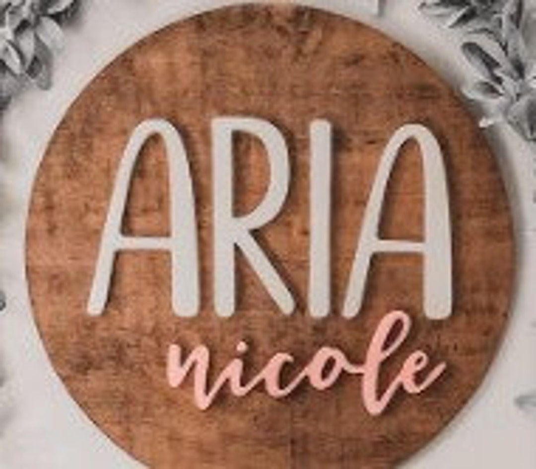 Personalized Round Sign- Custom Round Sign - Wooden Baby Name Sign - Etsy