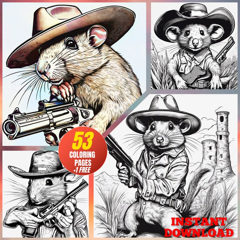 Cowboy Mouse Mania: 53 Coloring Pages From the Grand Canyon Etsy's ...
