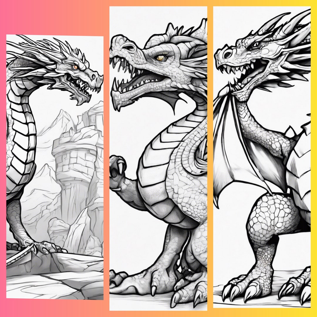 13 Deformed Dragons Fantasy Coloring Pages Book, Adults Kids Instant ...