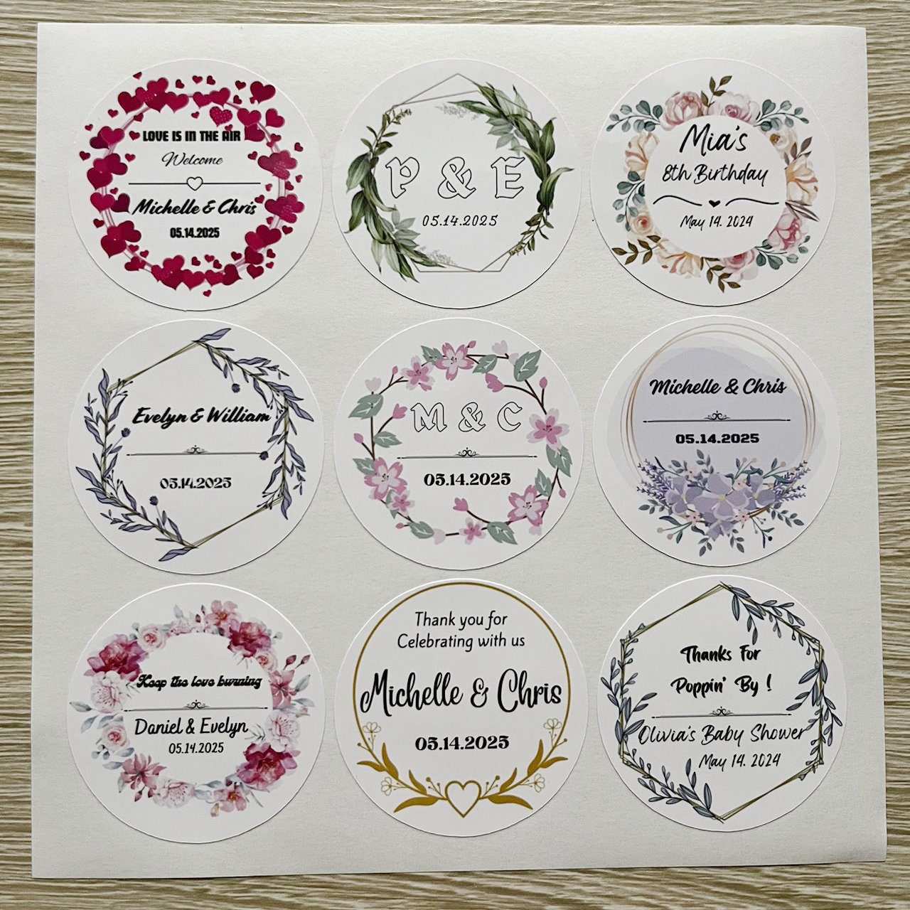 Custom Labels Custom Stickers Birthday Party Wedding Baby Shower ...