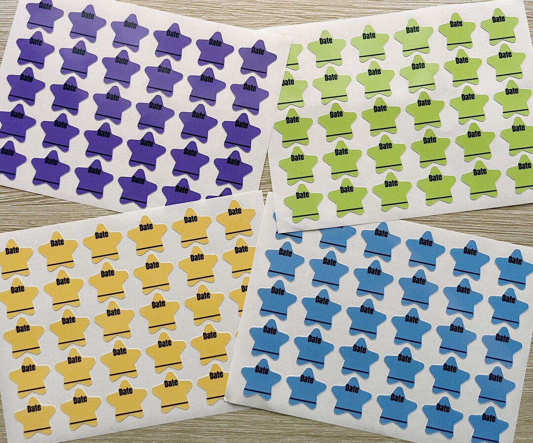 Custom Date Labels | Personalized Date Stickers | Star Shape Stickers ...