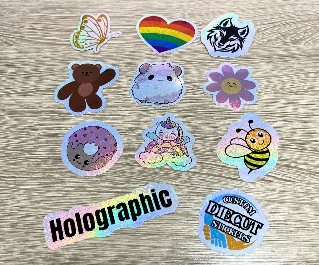 50pcs Custom Glitter Stickers, Die Cut Glitter Stickers, Cut to Size ...