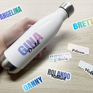 Water Bottle Name Stickers, Custom Tumbler Stickers, Colorful Name ...