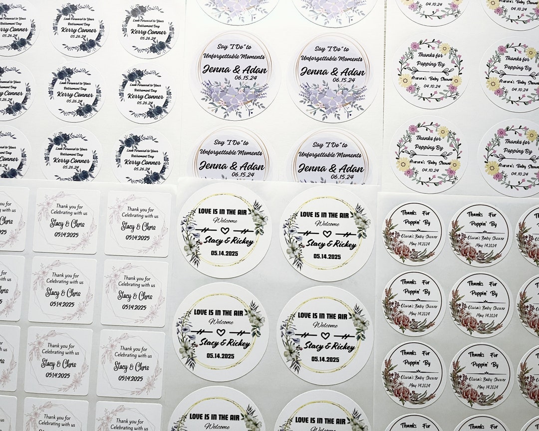 Custom Round Stickers Personalized Birthday Stickers Wedding Stickers ...