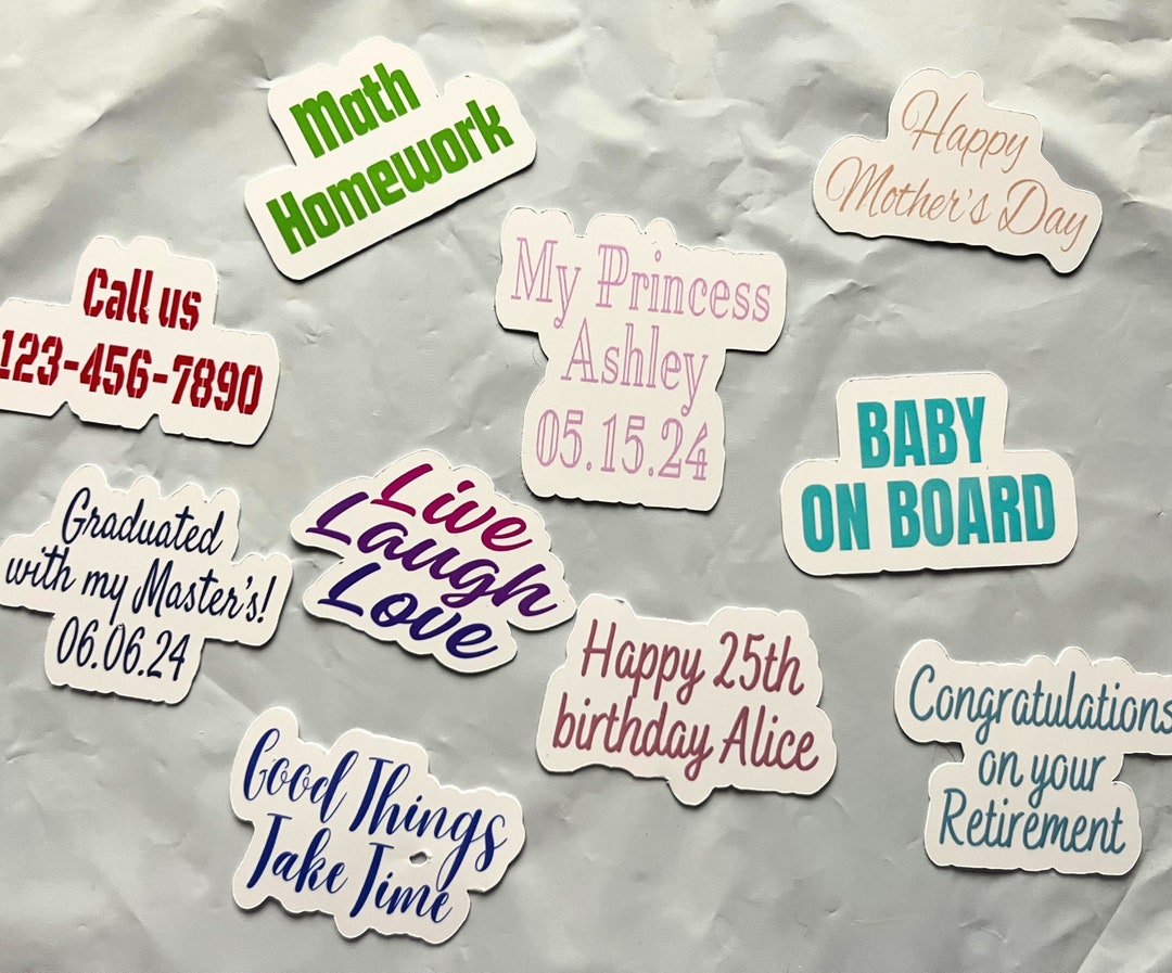 Personalized Text Stickers | Custom Text Stickers | Waterproof Stickers ...