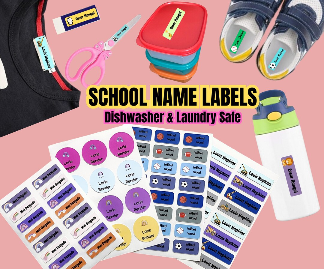 Custom Labels for School Supplies Stickers Personalized Name Labels ...