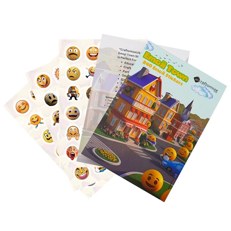 Craftomizeusa Emoji Town Sticker Book, 240 Smiley Face Stickers, Emoji ...