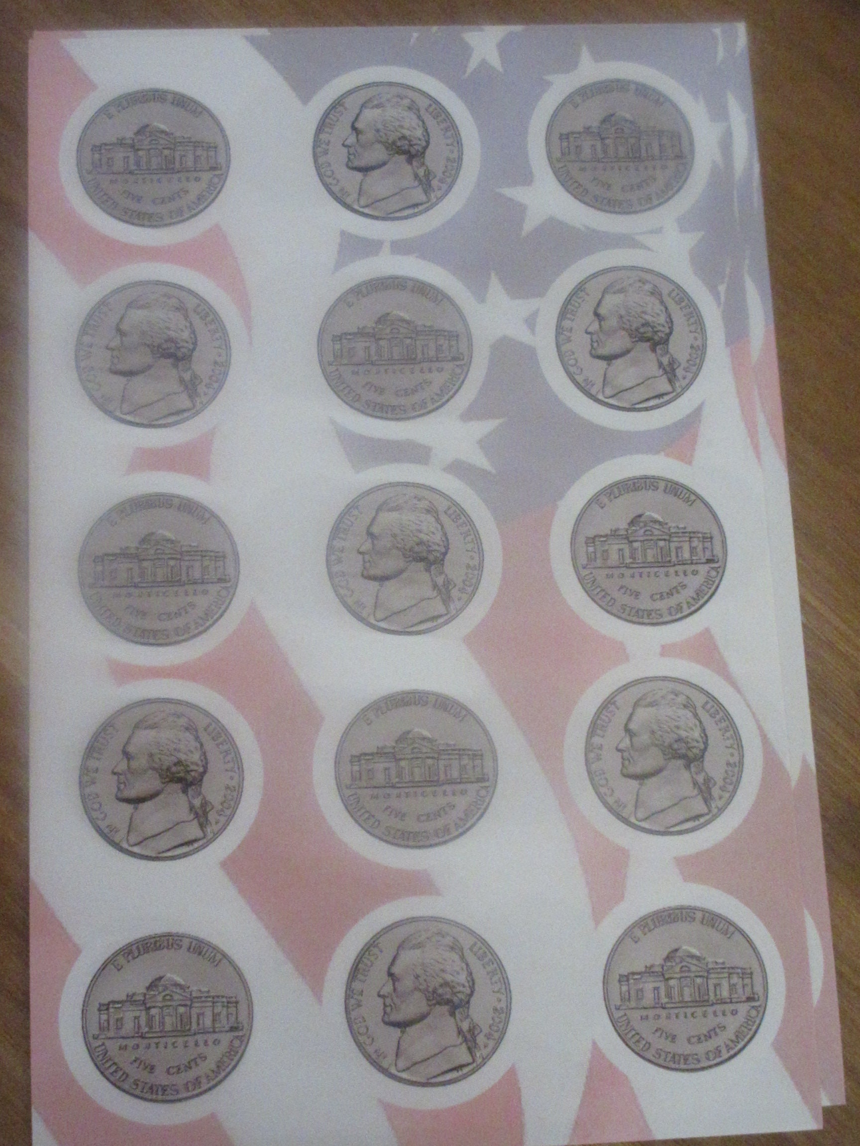 USA Coin Stickers 5 Sheets 86 Stickers Quarters /dimes /nickels/ Pennys ...