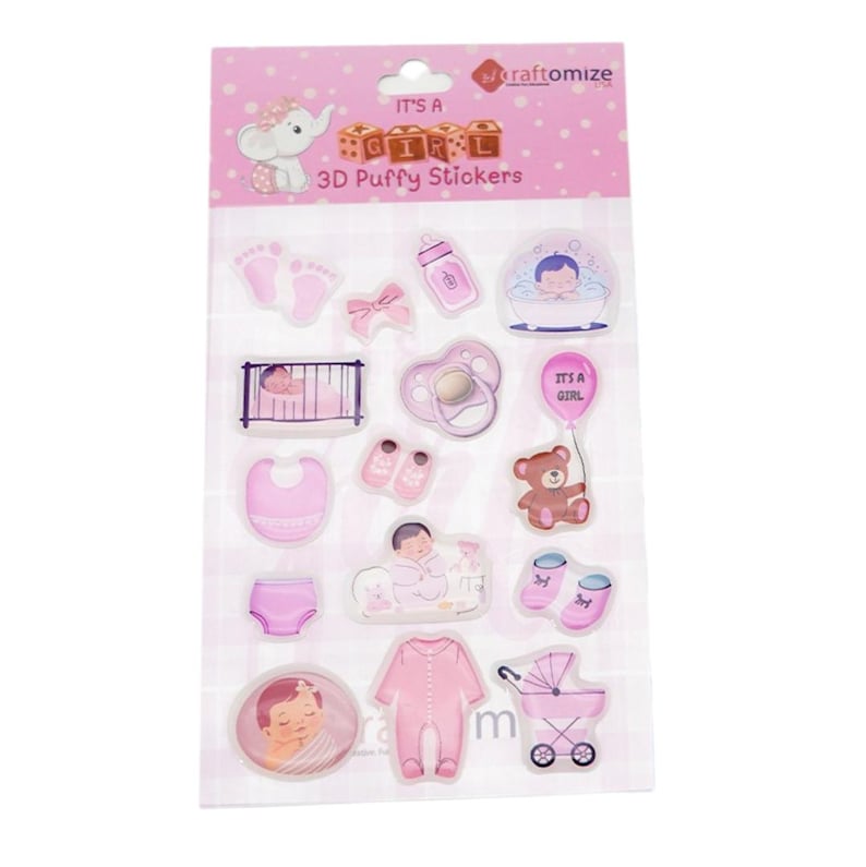 Pink Baby Girl Stickers – 3D Puffy Baby Shower Favors - Etsy