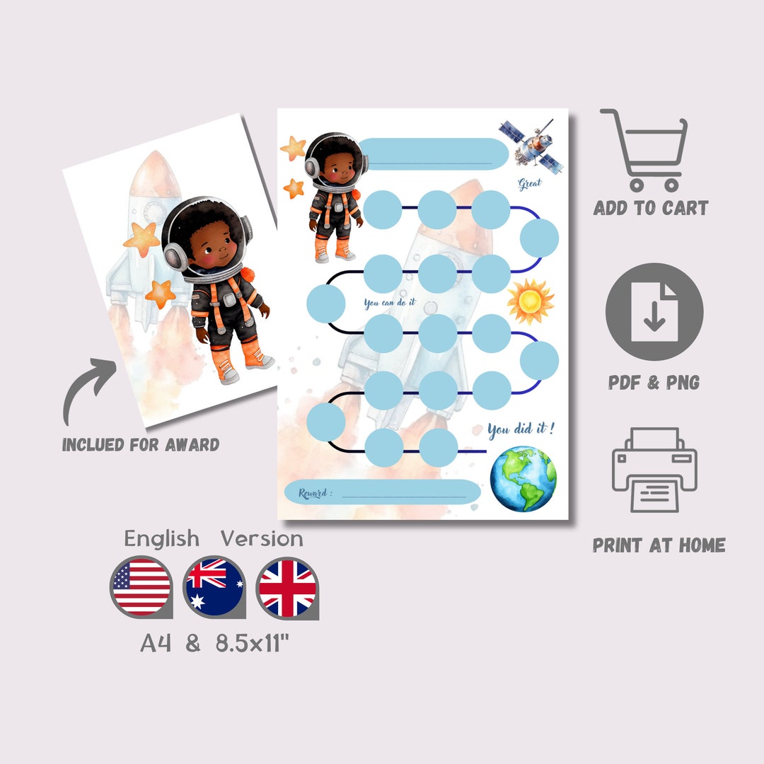 Award for Astronaut Printable Behavior Chart for Astronaut Daily Chore ...