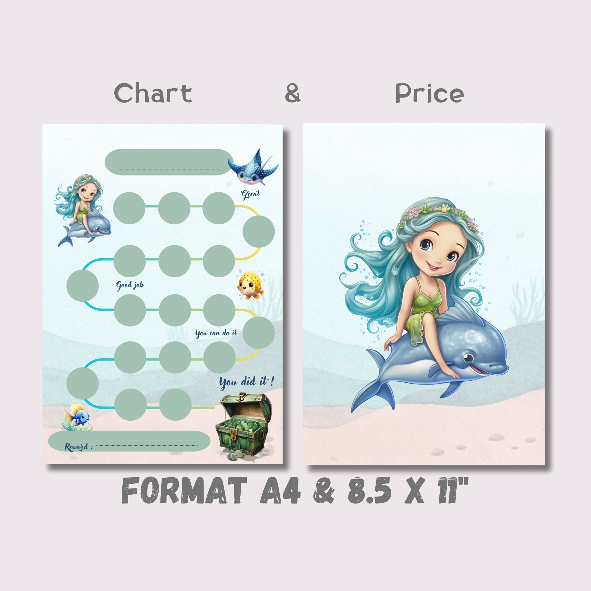 Reward for Mermaid Printable Behavior Chart for Mermaid Daily Chore ...