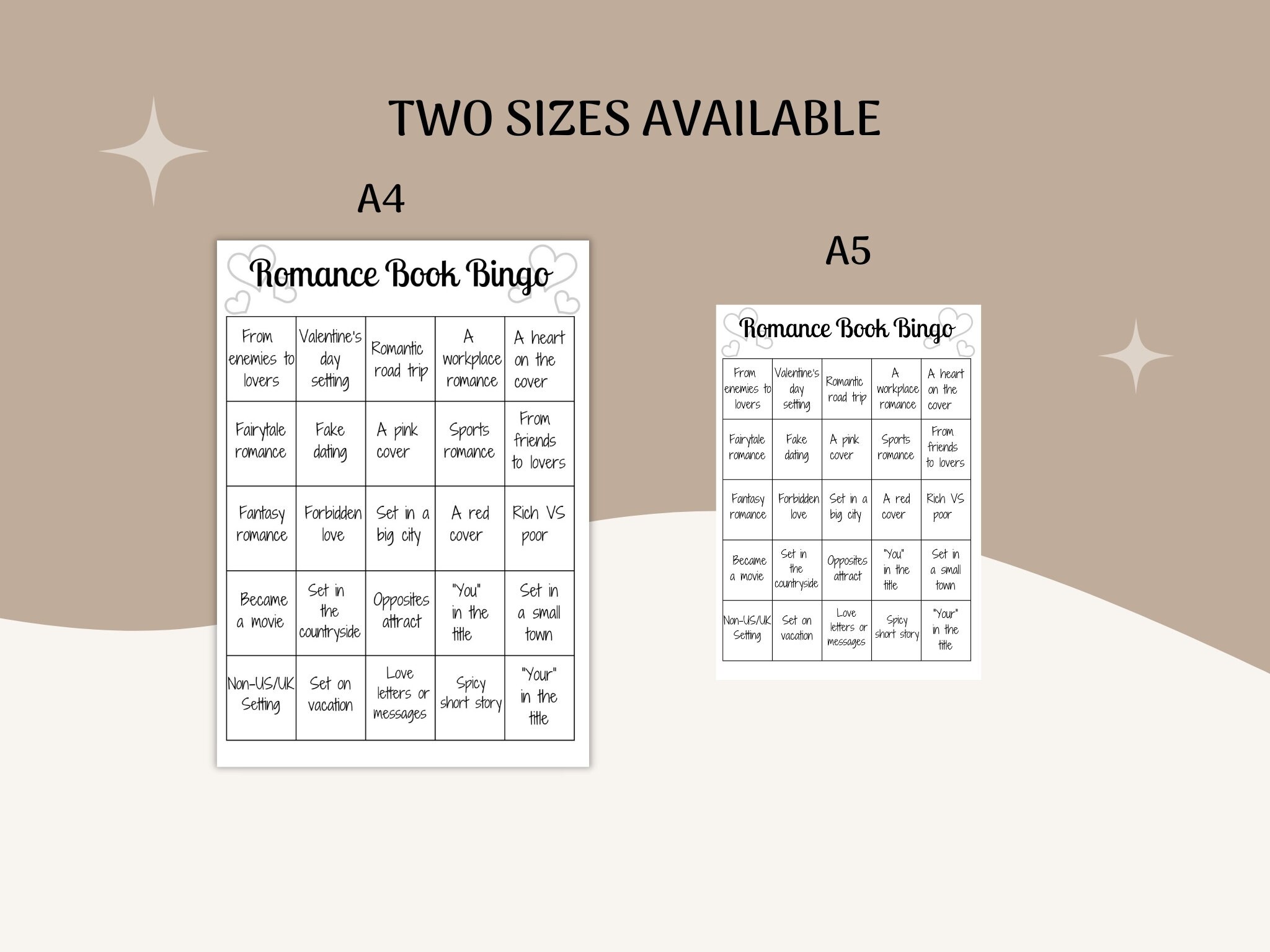 Printable Romance Book Bingo: Reading Challenge Tracker (A4/A5 PDF ...