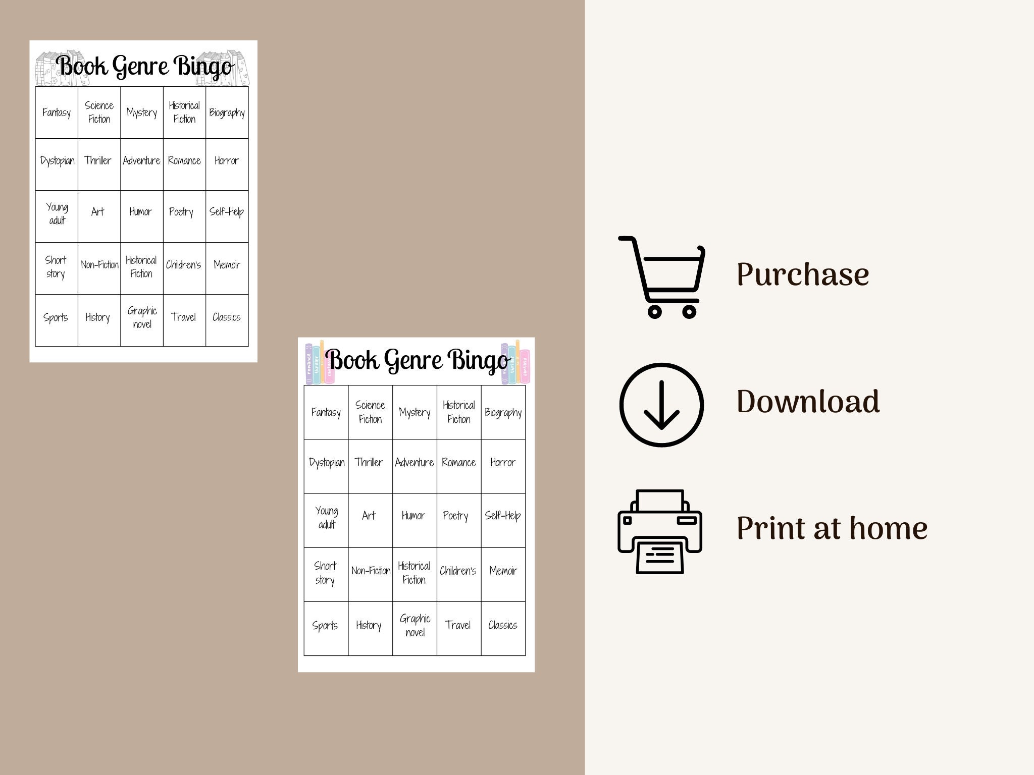 Book Genre Bingo - Printable Book Bingo - Printable Tracker - Reading ...