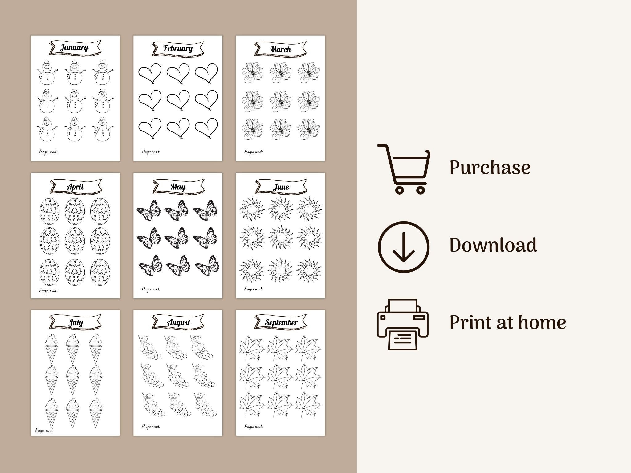 Printable Monthly Reading Challenge Tracker - Printable Journal Pages ...