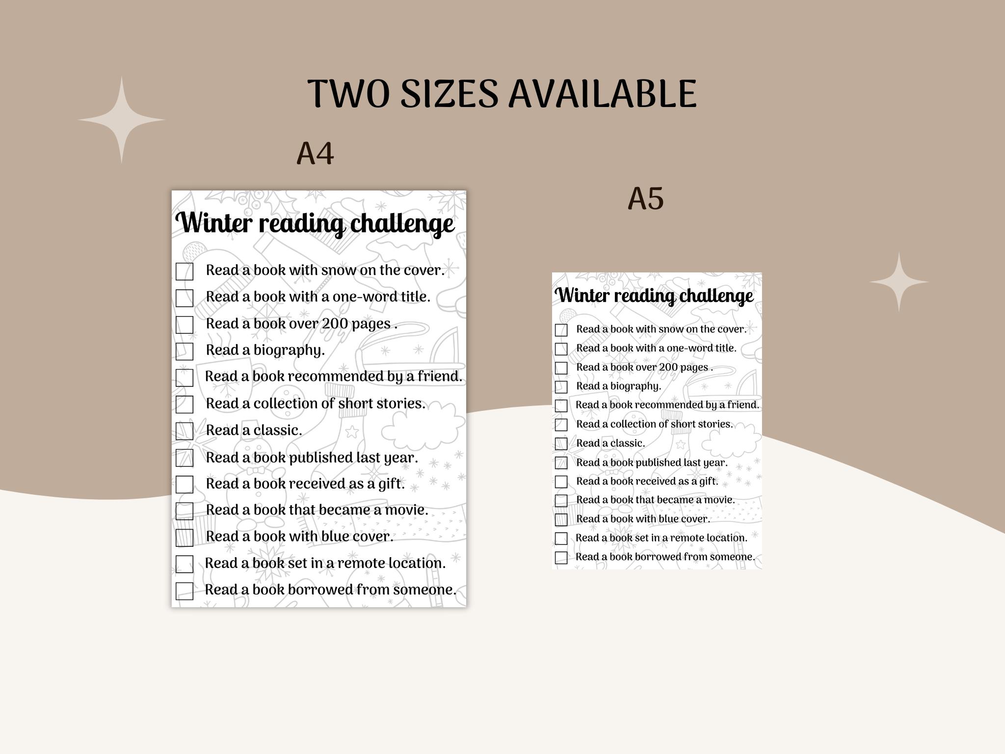 Seasonal Reading Challenge Printable: Book Tracker & Reading Log (A4/A5 ...
