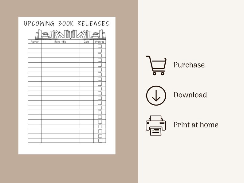 Upcoming Book Releases Tracker - Book Tracker - Reading Log - Printable ...
