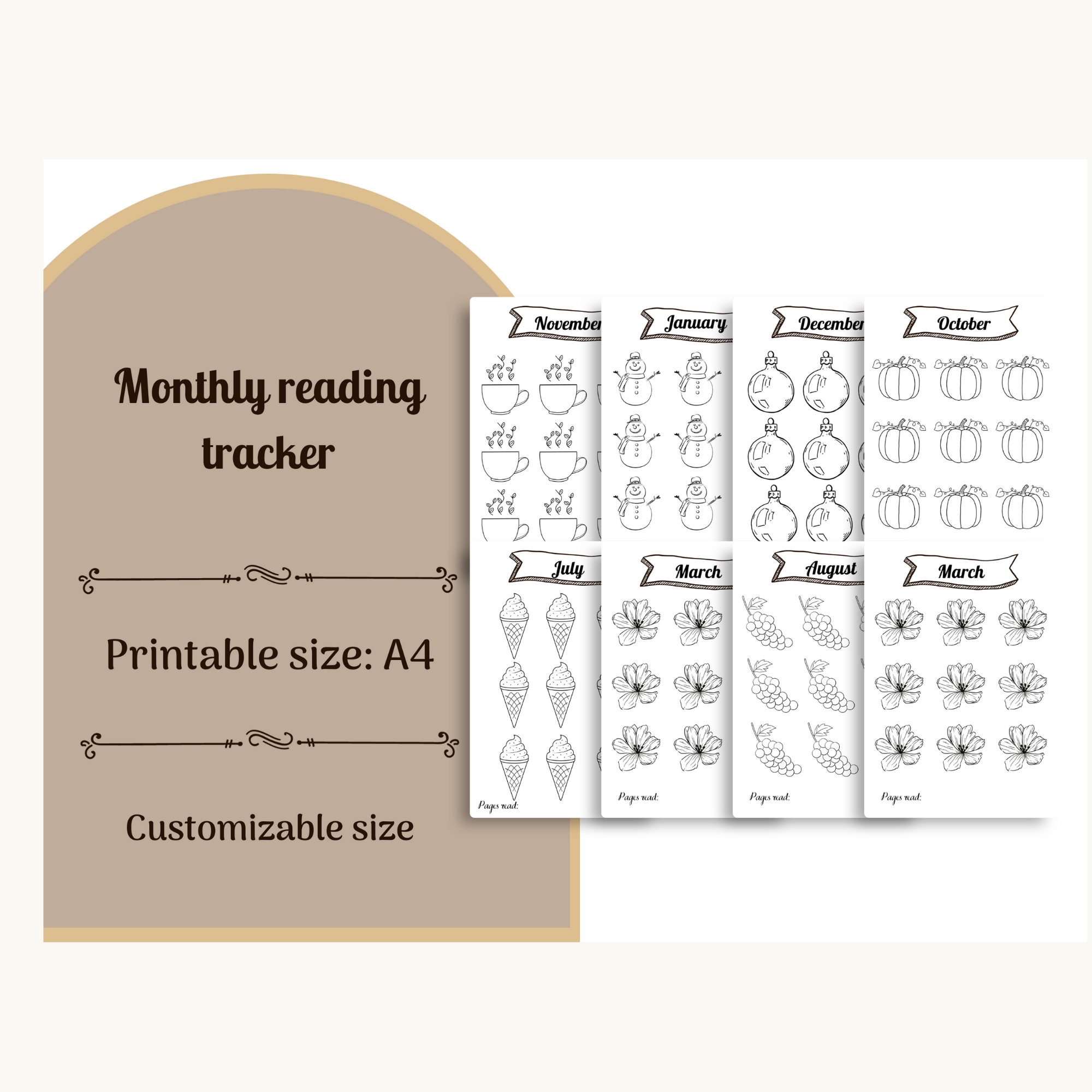 Printable Monthly Reading Challenge Tracker - Printable Journal Pages ...
