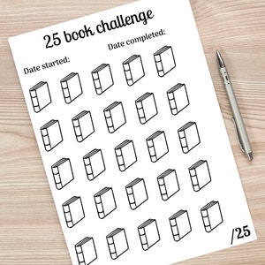 Printable 25 Book Challenge Tracker - Reading Log - Reading Tracker ...