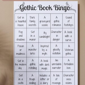 Gothic Book Bingo Printable: Reading Challenge Tracker (PDF Download A4 ...