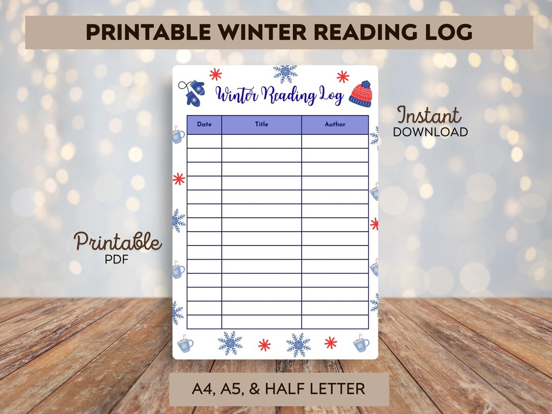 Winter Reading Log Printable - Reading Challenge Sheet - Printable ...