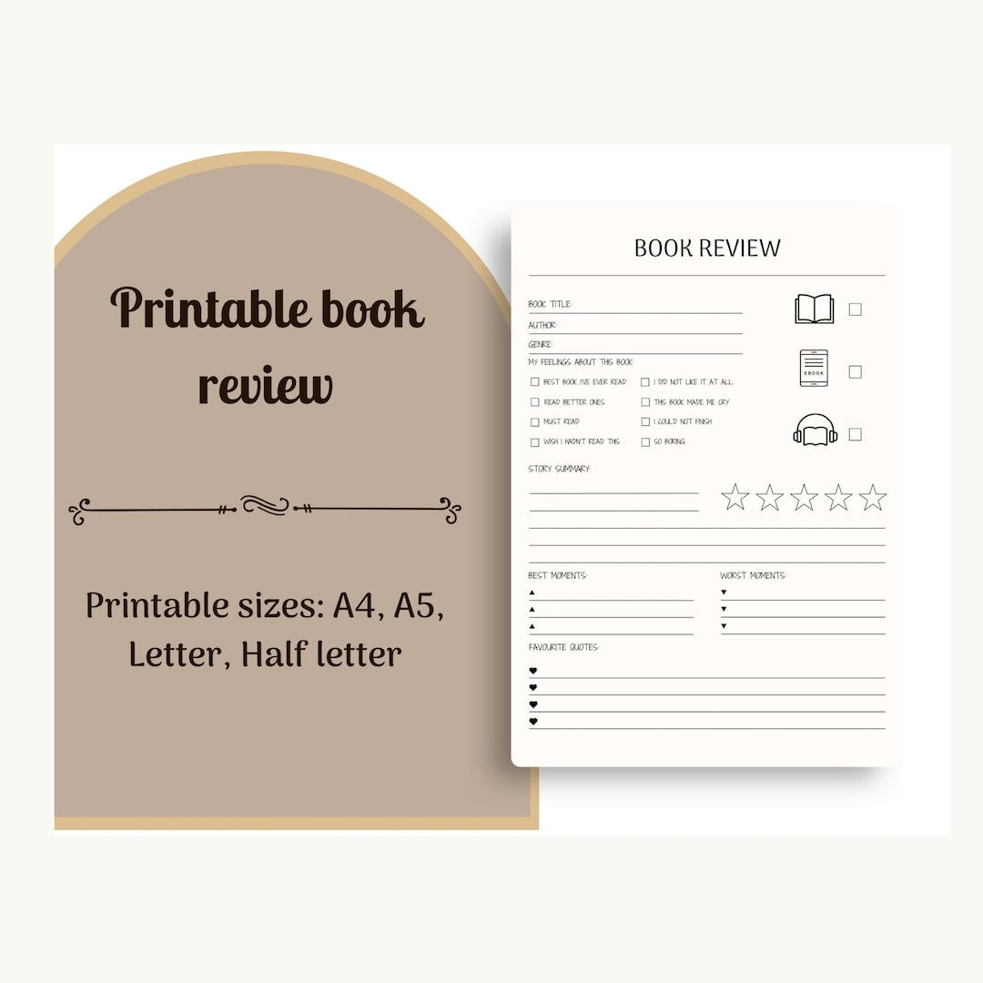 Book Review - Printable Book Review - Printable Template - Book ...