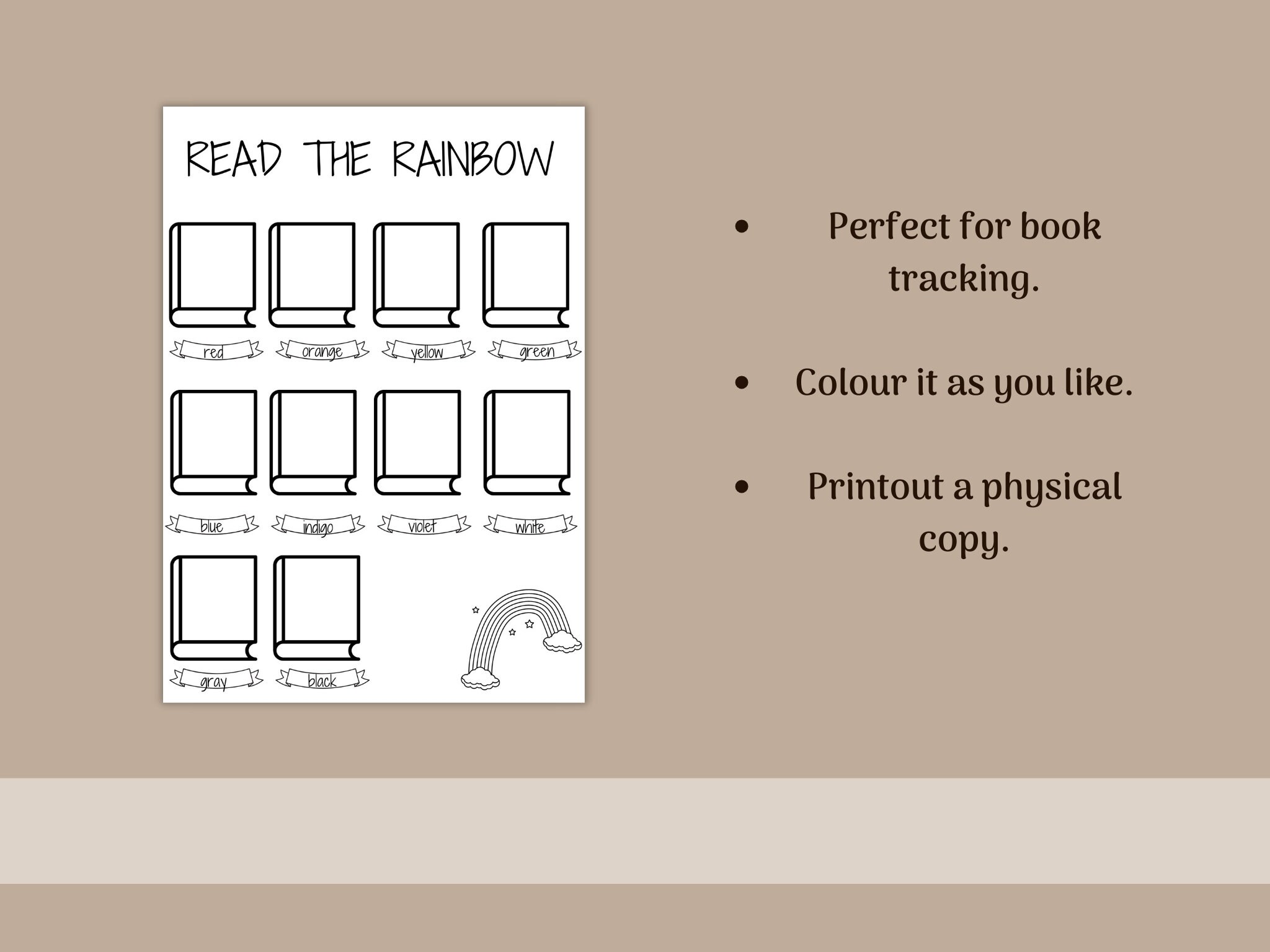 Read the Rainbow Challenge: Printable Book Tracker (PDF Download A4/a5 ...