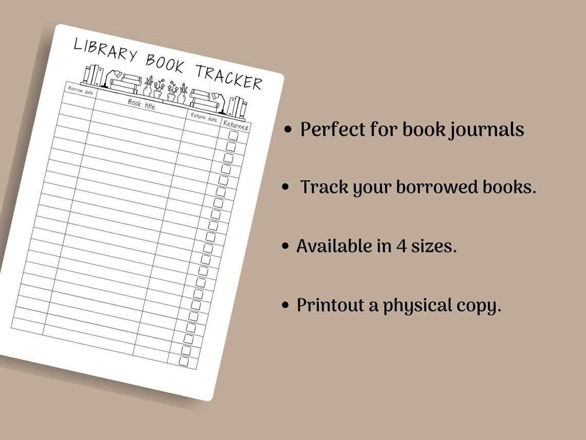 Printable Library Book Tracker Book Tracker Reading Log Printable ...