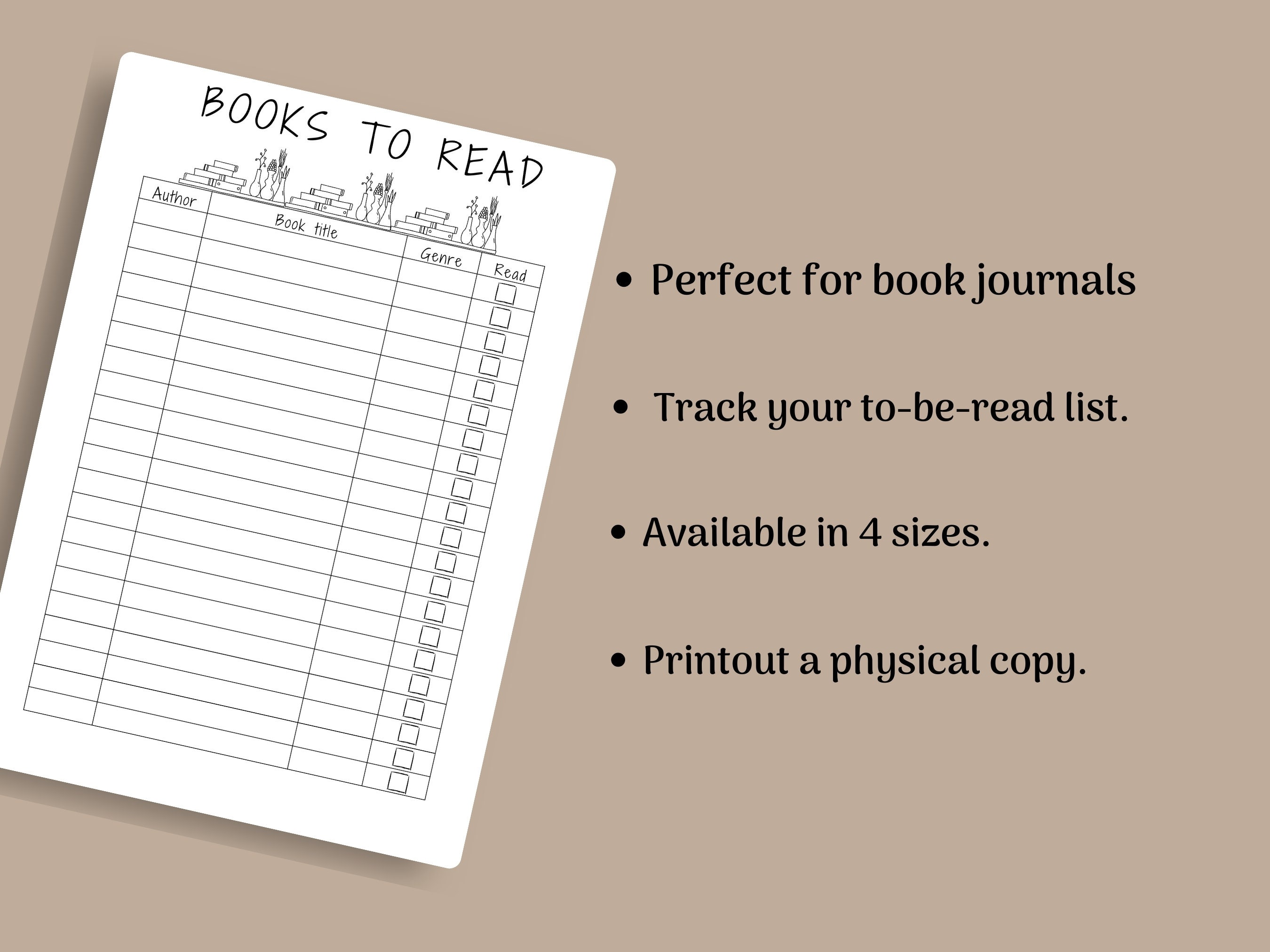 Books to Read List, Book Reading Tracker Printable , Book List ...