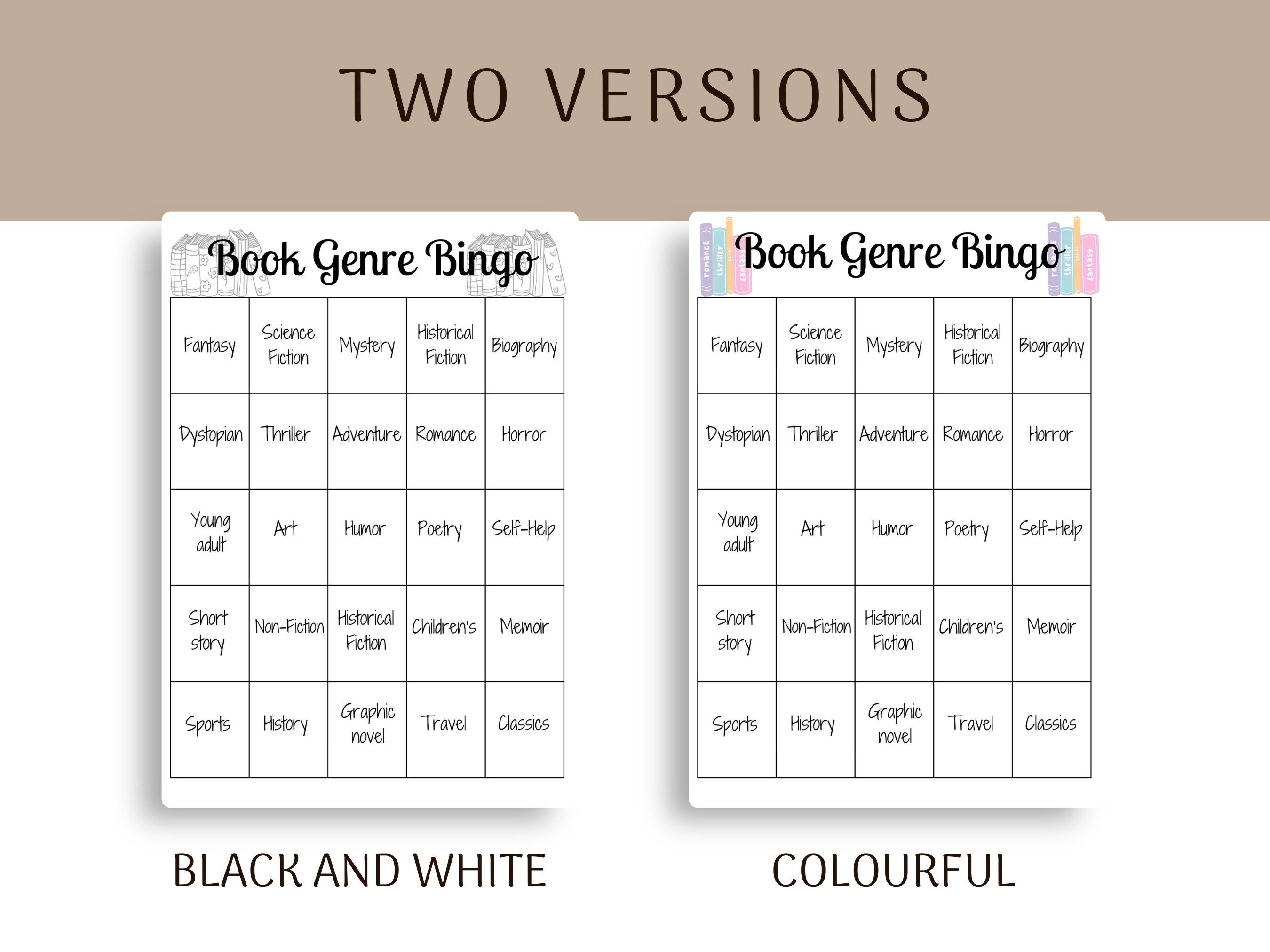 Book Genre Bingo - Printable Book Bingo - Printable Tracker - Reading ...