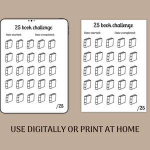 Printable 25 Book Challenge Tracker - Reading Log - Reading Tracker ...