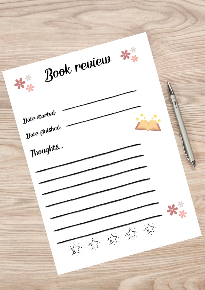 Printable Book Review Sheet: Reading Journal Page (digital Download, A4 ...