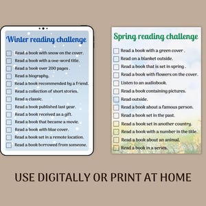Seasonal Reading Challenge Printable: Book Trackers, Reading Log (PDF ...