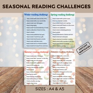 Seasonal Reading Challenge Printable: Book Trackers, Reading Log (PDF ...