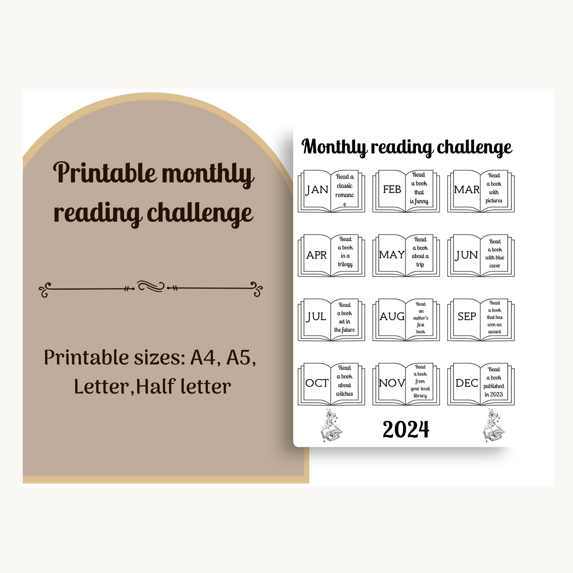 Printable Monthly Reading Challenge Tracker Book Planner PDF Book ...